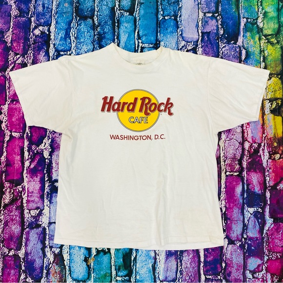 Hard Rock Cafe | Shirts | Vintage 9s Hard Rock Caf Washington Dc White ...